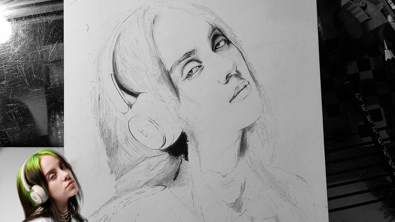 billie eilish outline drawing - YouTube