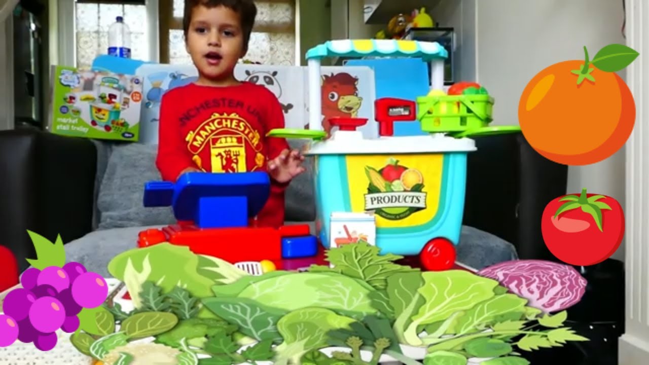 Vegetables and fruit shop pretend play - YouTube