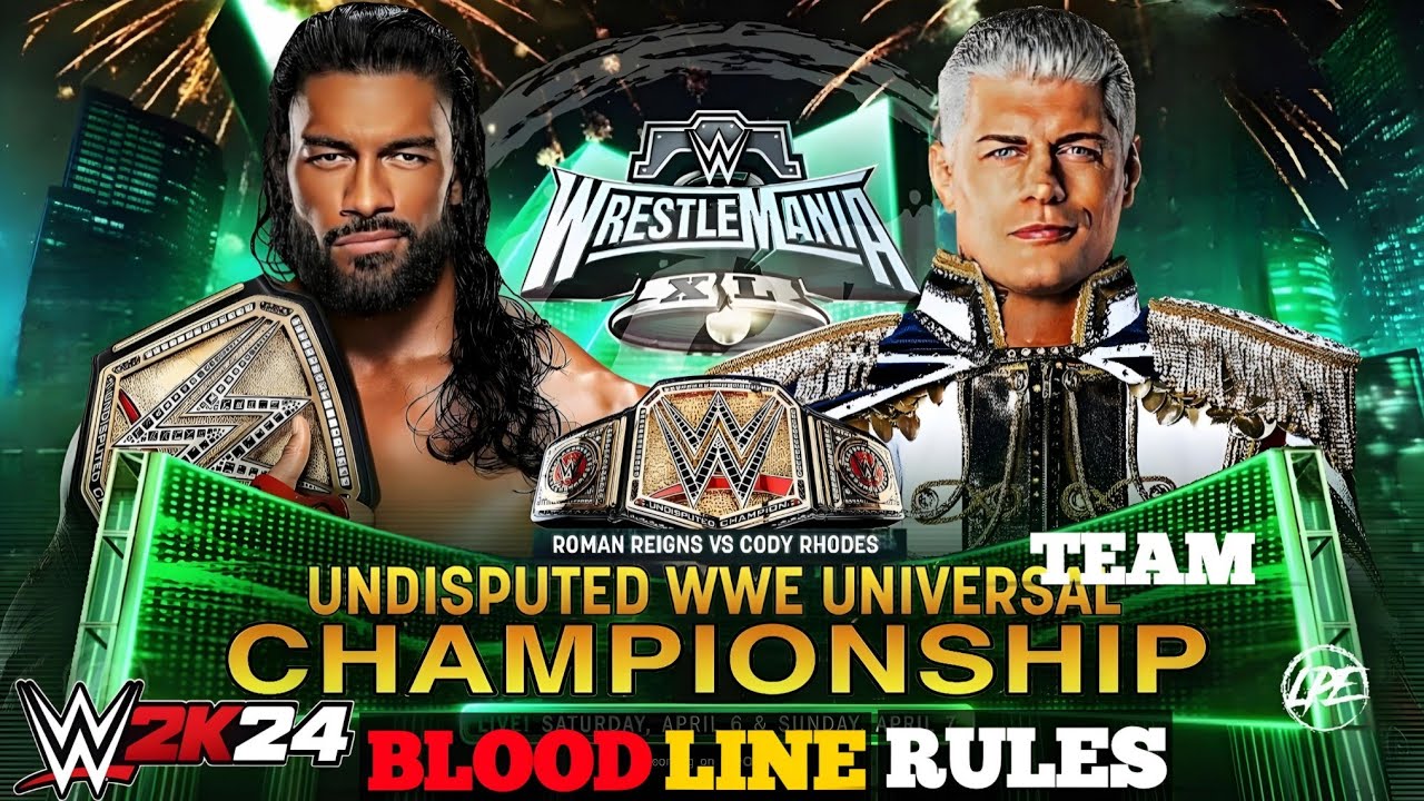 WWE 2K24 ROMAN REIGNS VS CODY RHODES BLOODLINE RULE WRESTLEMANIA 40 ...