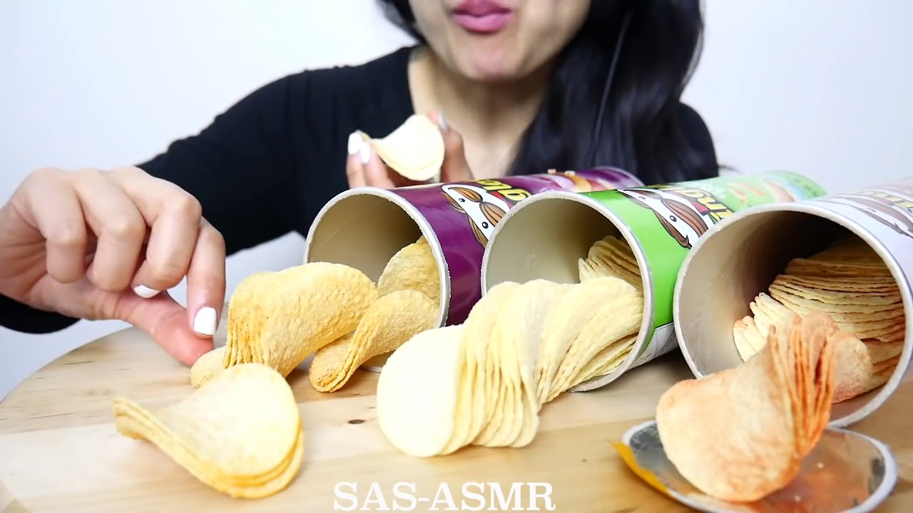 ASMR 4 Flavours Pringles Sour Cream, Pizza, BBQ and Mystery CRUNCHY ...