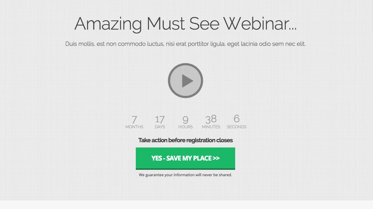 OptimizePress Countdown Webinar Page Template - YouTube