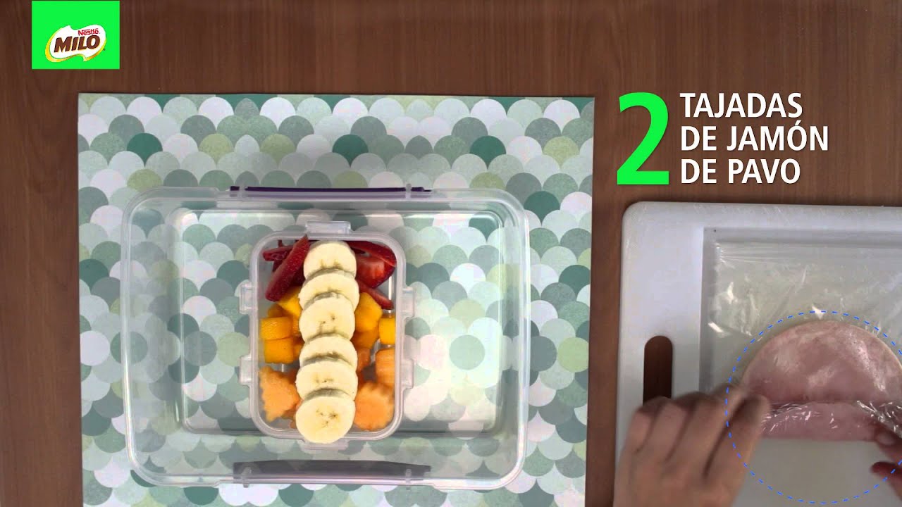 Ideas para la lonchera | #3 Fruta picada con rollitos de jamón - YouTube