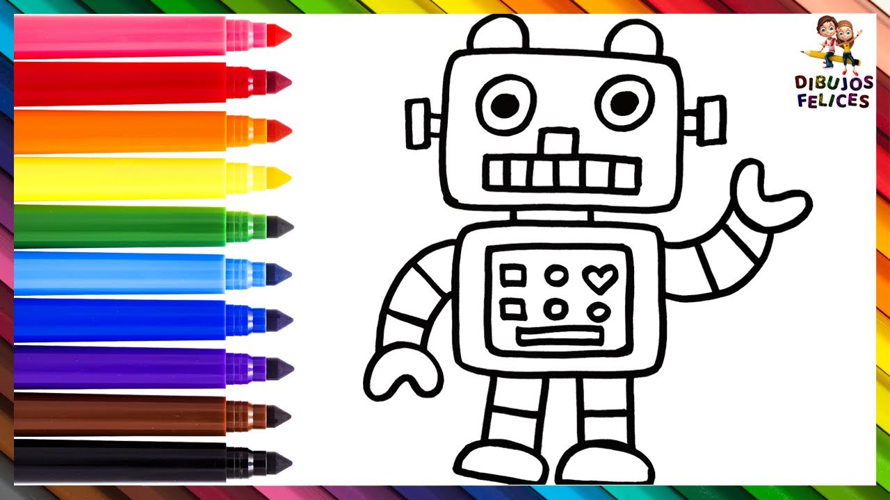 Dibuja y Colorea Un Lindo Robot Arcoiris 🤖🦾🦿🌈 Dibujos Para Niños - YouTube