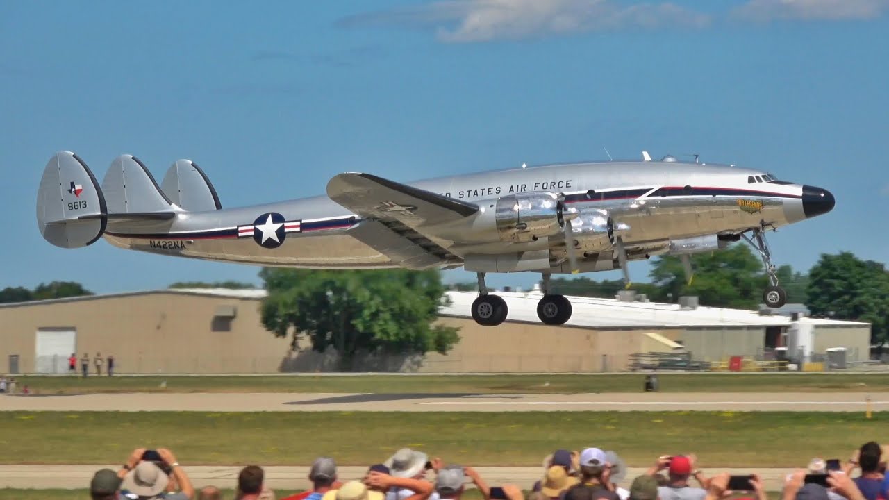 Lockheed VC-121A Constellation Takeoff from Oshkosh 2023 - YouTube