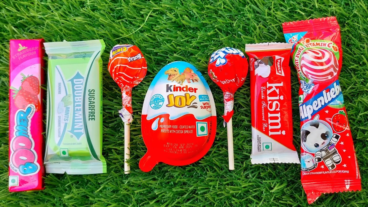 Satisfying video 🔥 Unboxing Rainbow Kinder Joy jelly candy |asmr eating ...