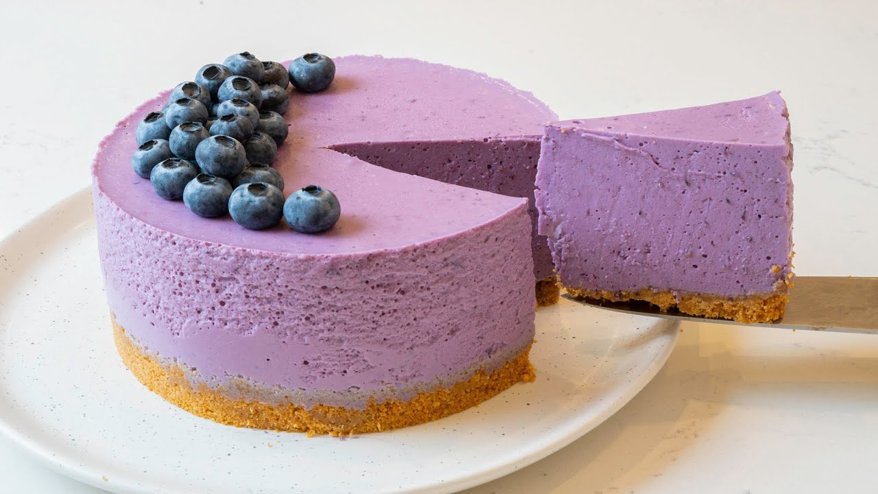 Blueberry Mousse Cake #74 - YouTube