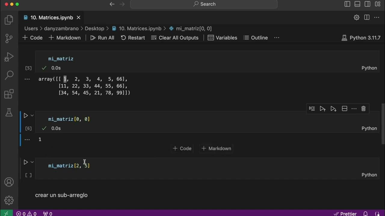 5.11 . Python | Numpy - Matrices #python - YouTube