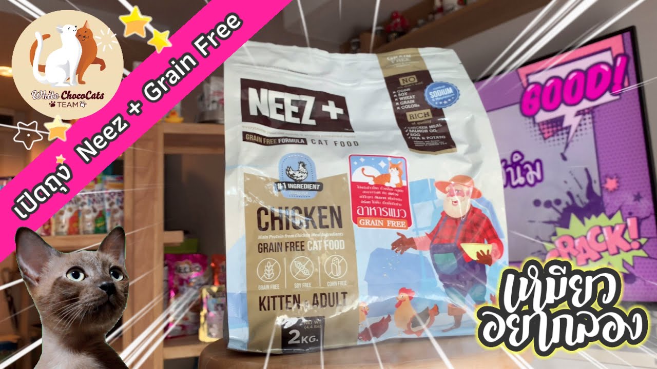 Neez + Grain Free อาหารแมว โปรตีนเนื้อไก่ 45% กินแล้วขนสวย ตัวแน่น จริง ...