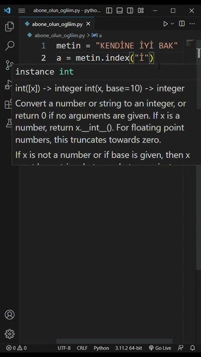Python'da "index" metodu? #python #yazılım #programlama - YouTube
