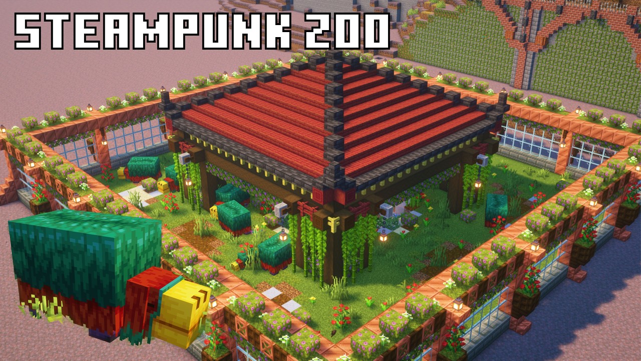 Minecraft: How to build Steampunk ZOO 9/20 Sniffer Enclosure - Tutorial ...