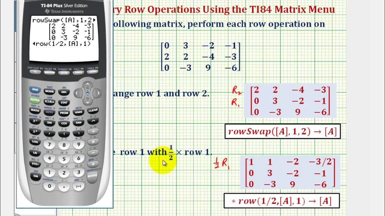 Perform Matrix Row Operations Using the TI84 Matrix Menu - YouTube