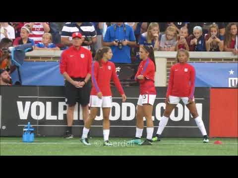 Tobin Heath tells Alex Morgan to keep going (USWNT vs NZL Cincinatti 19.9.17)