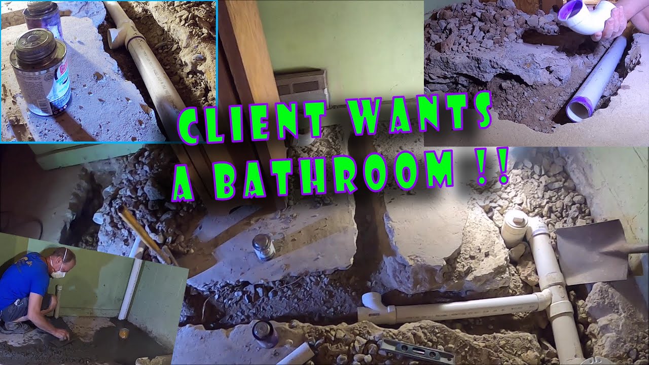 TEARING UP CONCRETE TO INSTALL A BATHROOM - YouTube