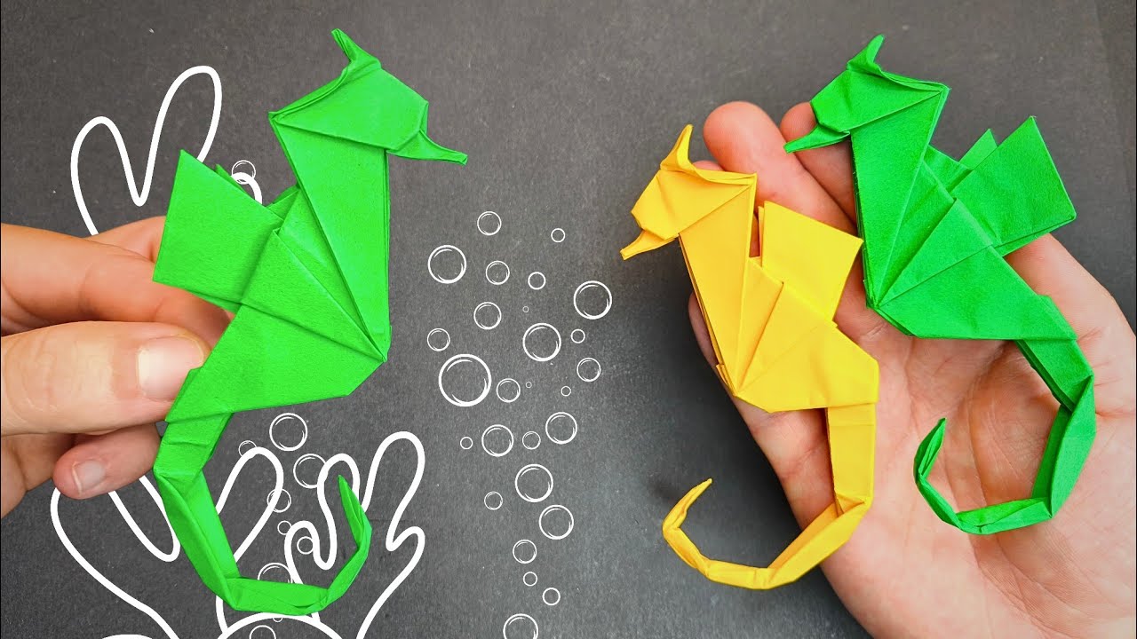 Paper Seahorse Tutorial🐙🪸 How to fold a paper seahorse - YouTube