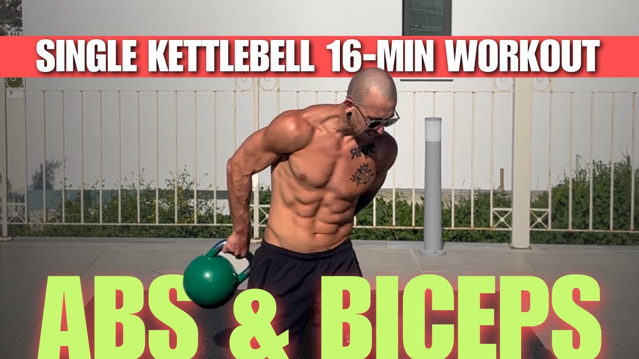 16-Min EMOM Core & Biceps Kettlebell Workout - YouTube