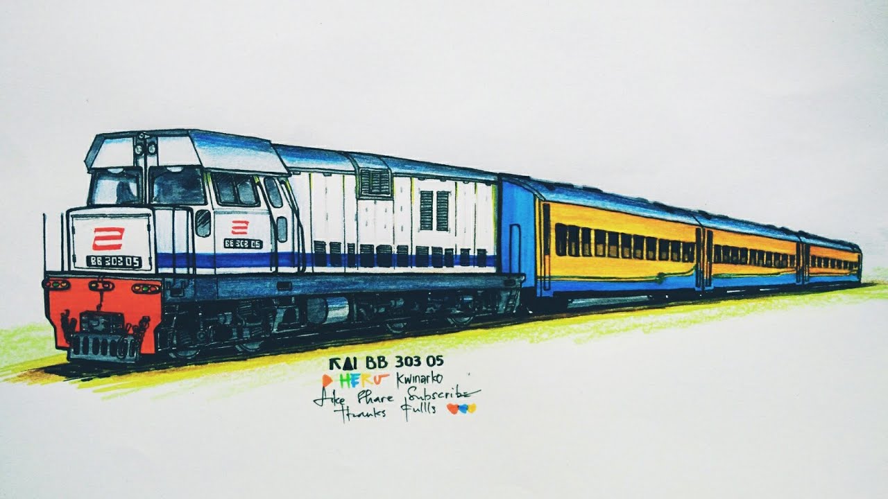 Kereta Api BB 303, cara menggambar kereta api,PT KAI, kereta api ...