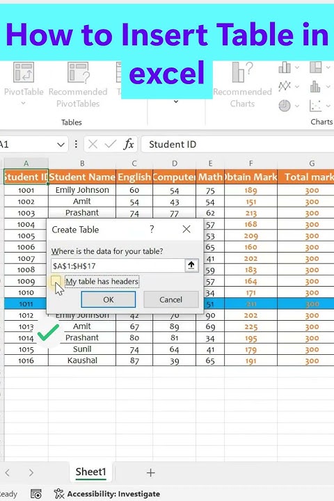 How to Insert Table in excel 😎| excel tricks and tips 😎| Advance Excel🔥| #excel #exceltips # ...