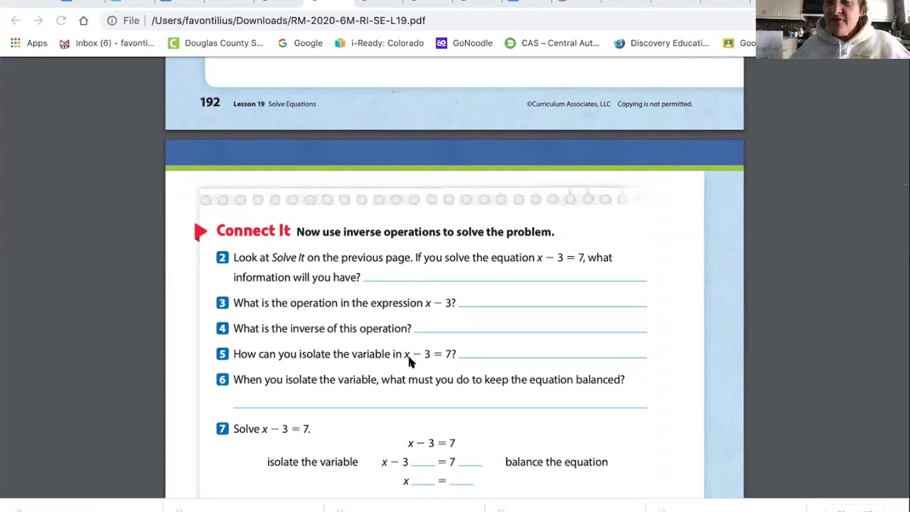 Lesson 19- Day 2/4 - Solving addition and subtraction equations using ...