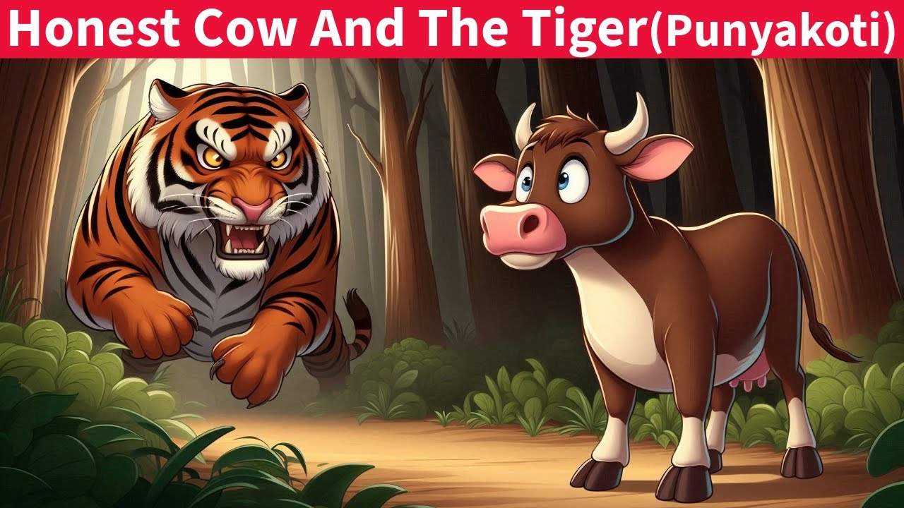 Honest Cow And The Tiger Story| Punyakoti Story in English - YouTube