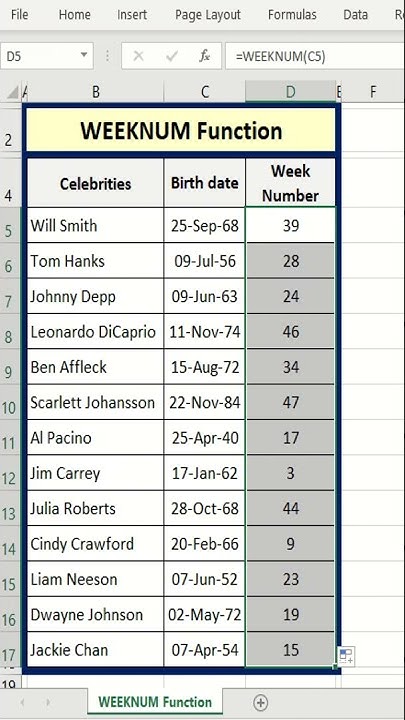 #shorts | How to Find WEEK NUMBER in Excel - YouTube