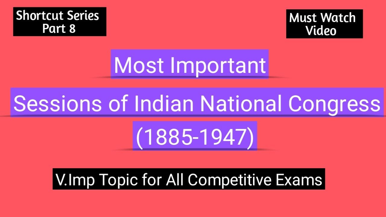 Most Important Indian National Congress Sessions Between 1885-1947 ...