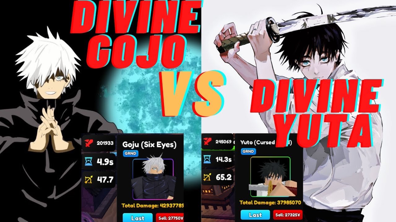 DIVINE YUTA VS DIVINE GOJO! ANIME ADVENTURES FACE OFF! - YouTube