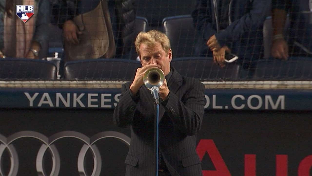 BAL@NYY: Trumpet player Ramm performs anthem - YouTube