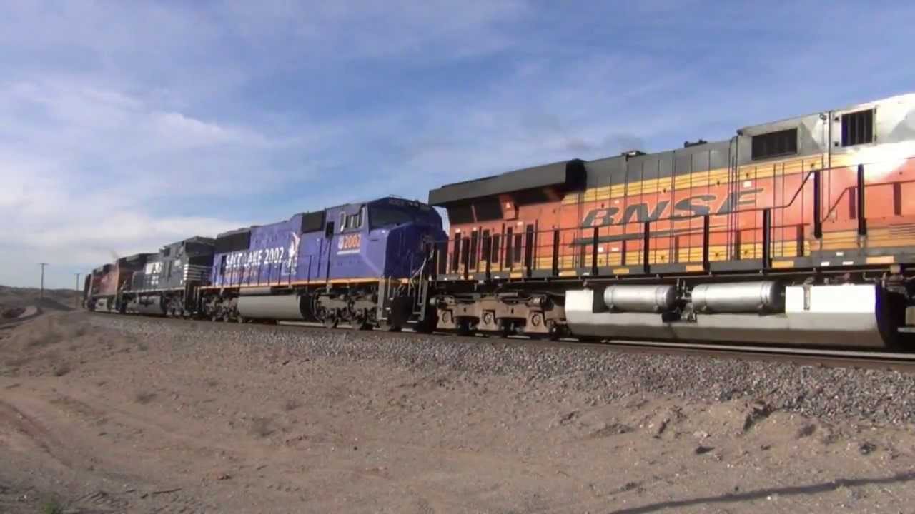 Klinefelter, CA BNSF Trains (incl. UP 2002) - YouTube