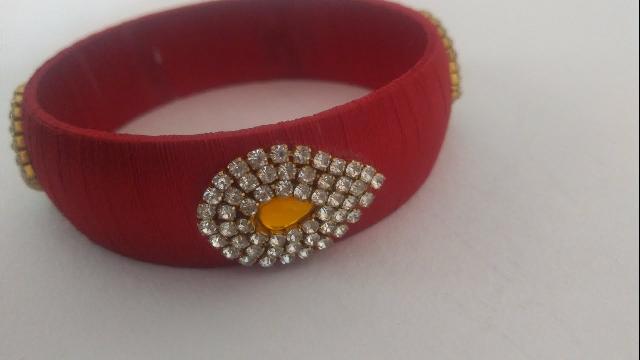 How to make silk thread bangles at home for beginners/designer silk thread kada bangle/diy ...