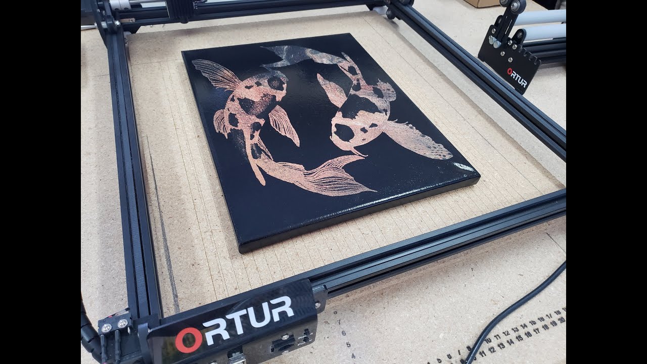 (132) Acrylic Pour / Laser Burn Koi Fish – Laser Engraved with ORTUR ...