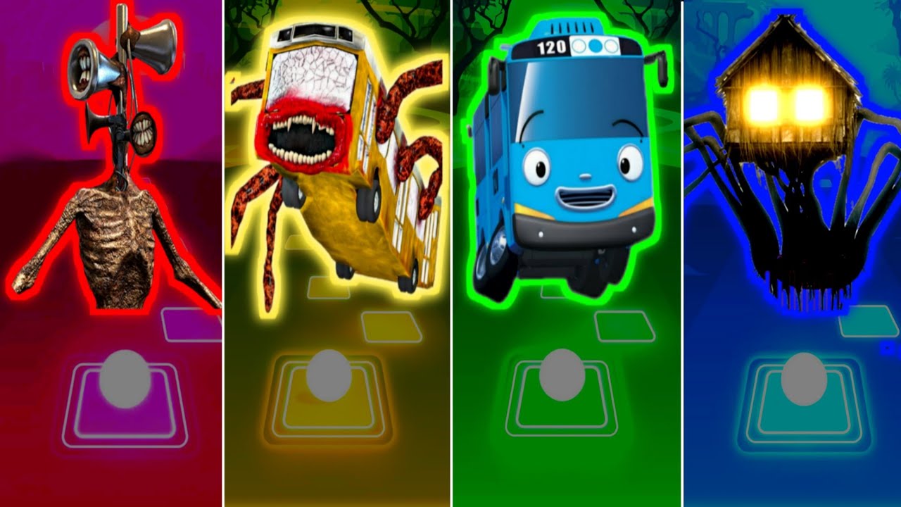 House Head 🆚 Bus Eater 🆚 Tayo The Little Bus 🆚 Siren Head | Tiles Hop ...