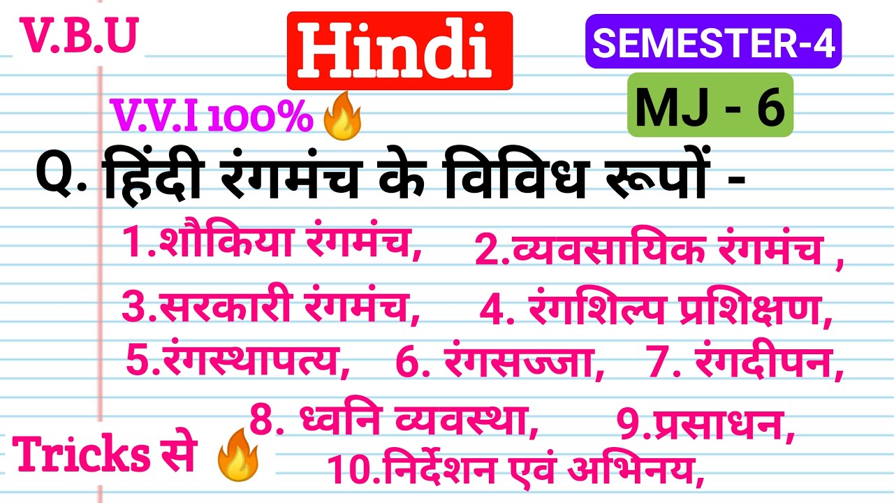 हिंदी रंगमंच के विविध रूपों | Hindi rangmanch ke vividh rupon sokiya ...