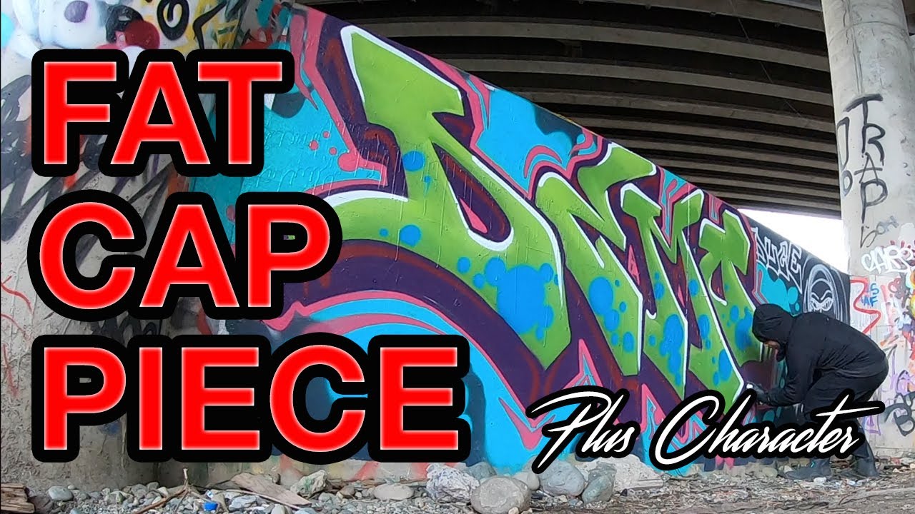 Graffiti Piece // FAT CAP LETTERS + CHARACTER 💨(ACME PAINT) - YouTube