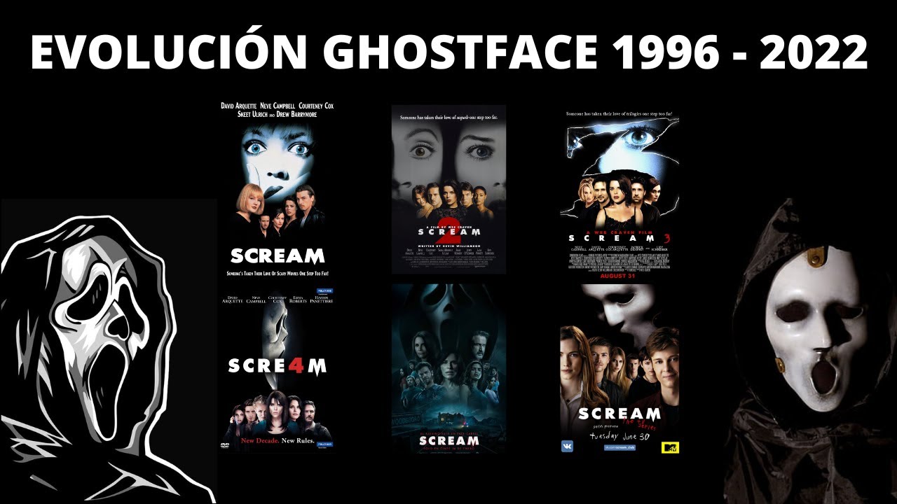 Evolución de GHOSTFACE en SCREAM desde 1996 hasta 2022 - YouTube