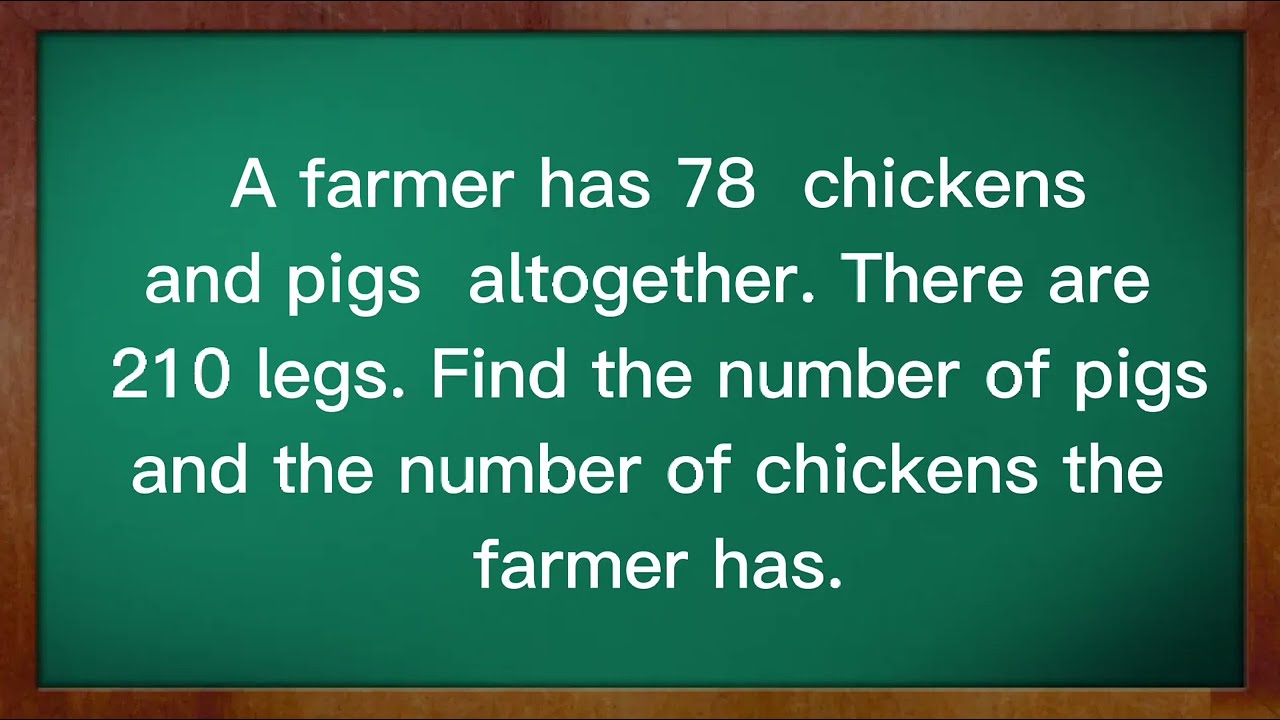 Chickens and Pigs Math Problems - YouTube