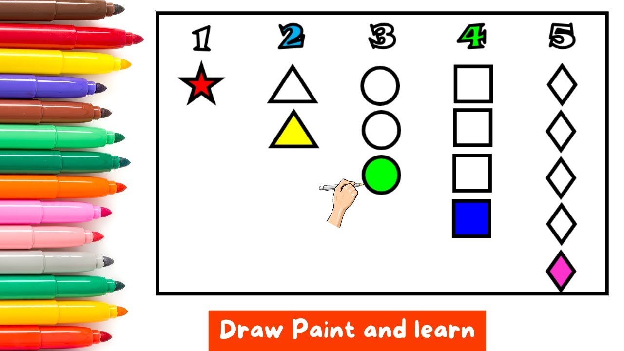 Learn to draw Shapes for kids, toddler| Learn numbers counting 123 ...