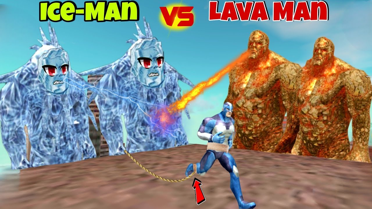 Lava Man Fight To Ice Man | Rope Hero Vice Town | Rope Hero Game Update | Black Spider 2.0 - YouTube