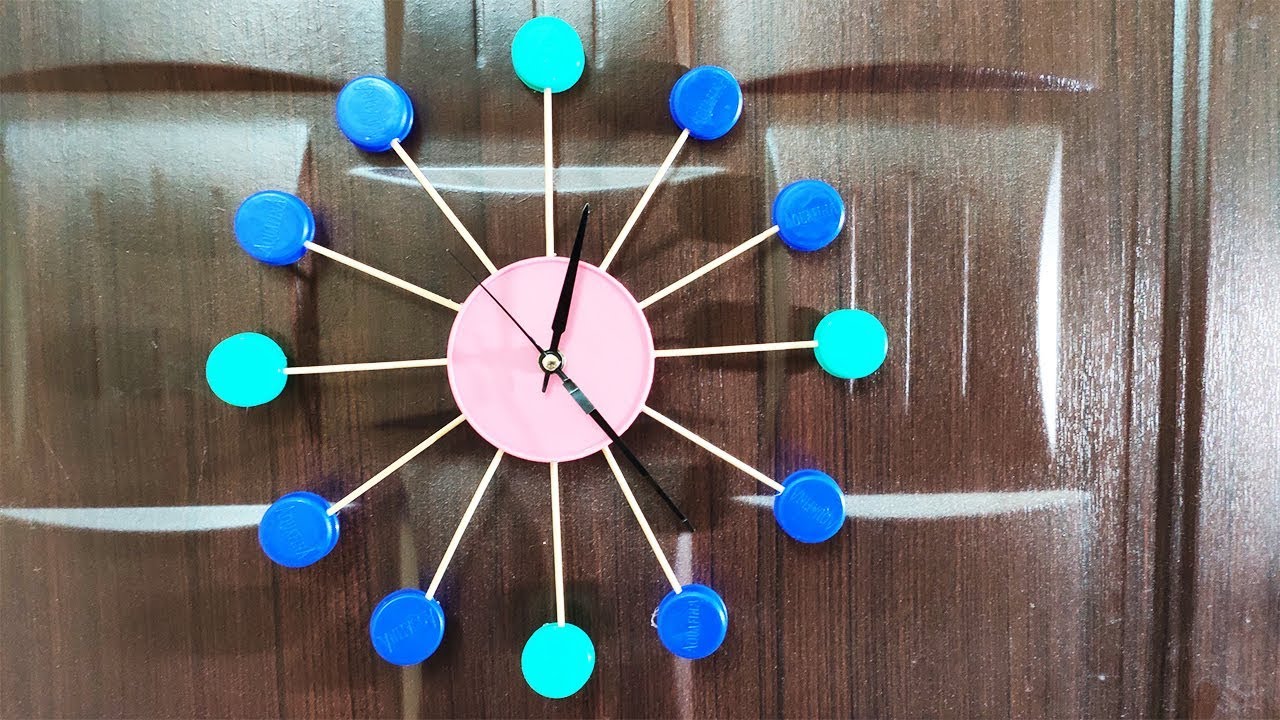 Decorative Wall Clock from Plastic Lids ️ - YouTube