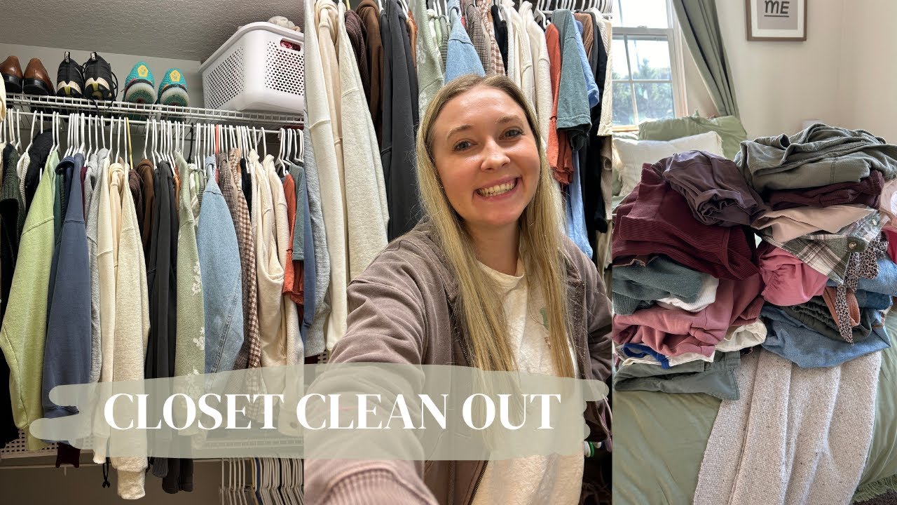 fall closet clean out time//declutter my clothes with me for fall - YouTube