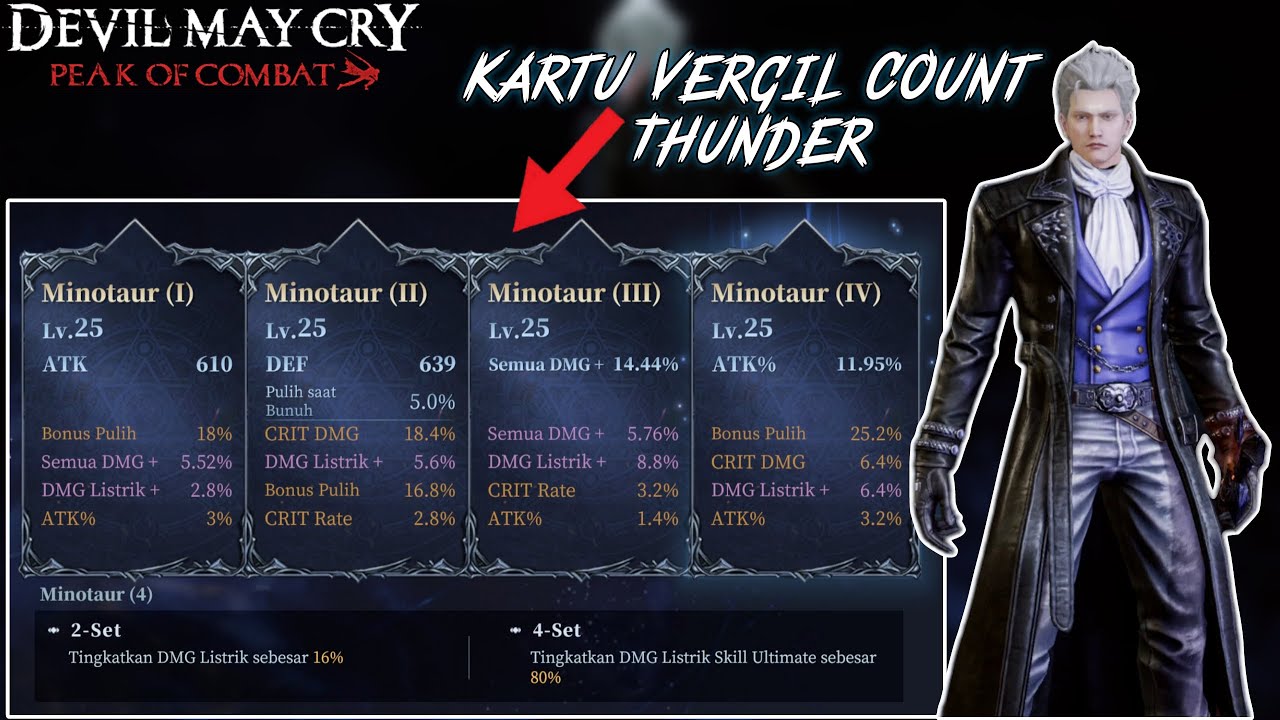 Ini Dia Kartu Yang Cocok Untuk CT Vergil Count Thunder | Devil May Cry Peak Combat Mobile - YouTube