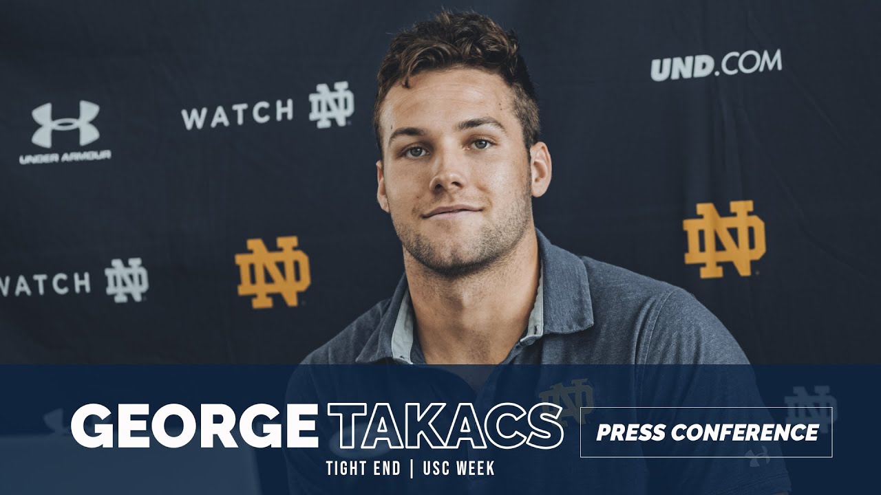 Notre Dame TE George Takacs Fired Up for USC - YouTube