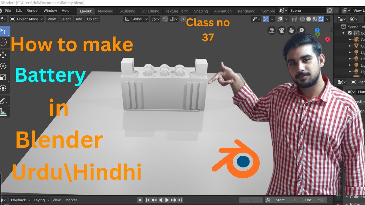 How to make battery model in blender | Battery model | Blender tutorial ...