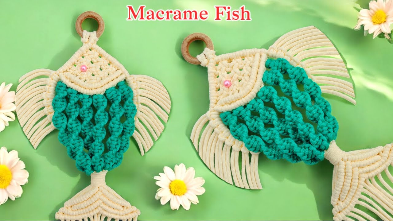 DIY Macrame Fish Wall hanging Tutorial | Macrame Fish Craft Ideas | Pez ...