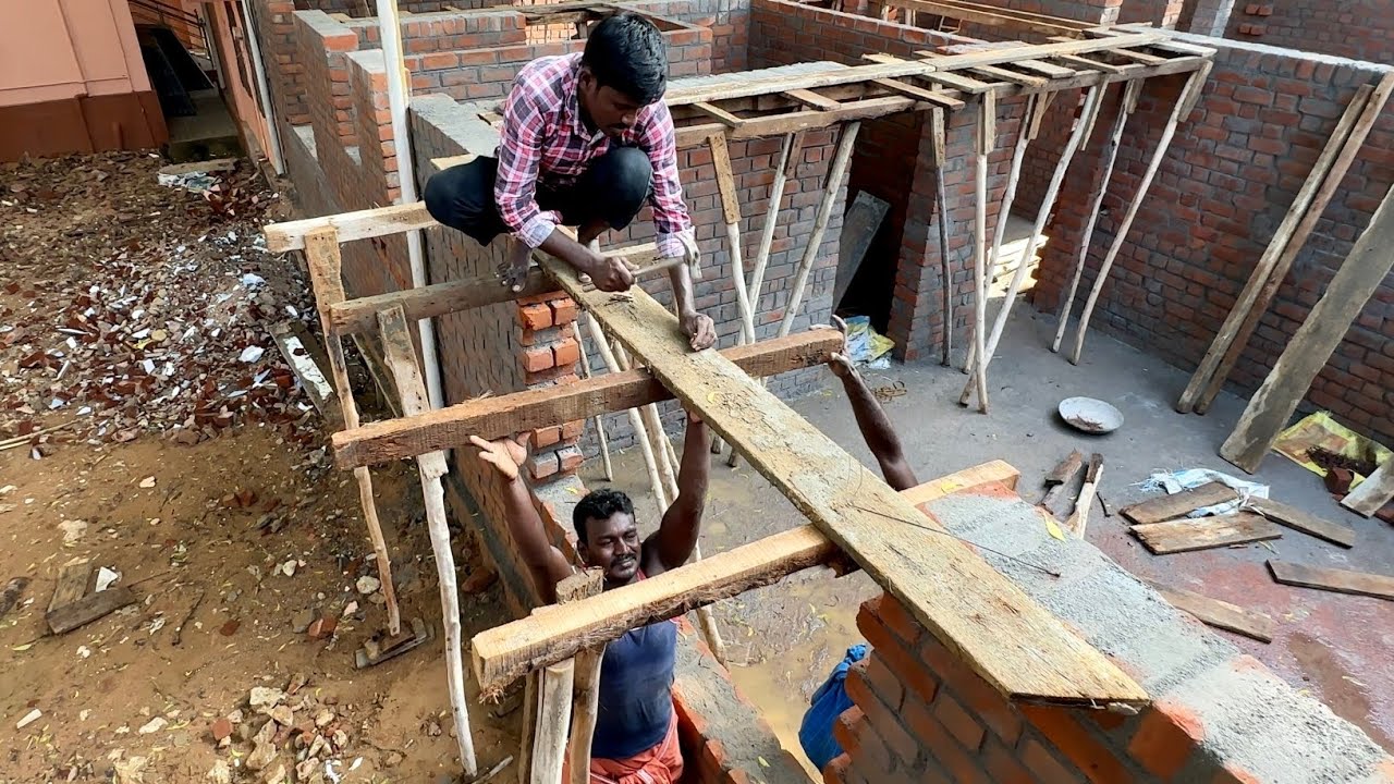 Lintel Construction of Formwork-House lintel level slab belt centering ...