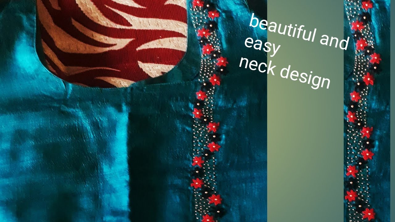 Hand embroidery neck design for churidar / very easy neck design ...