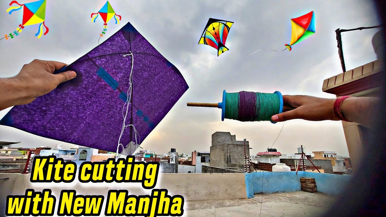 Kite Cutting With New Manjha 💥 Best Manjha for kite flying 🤩 ...