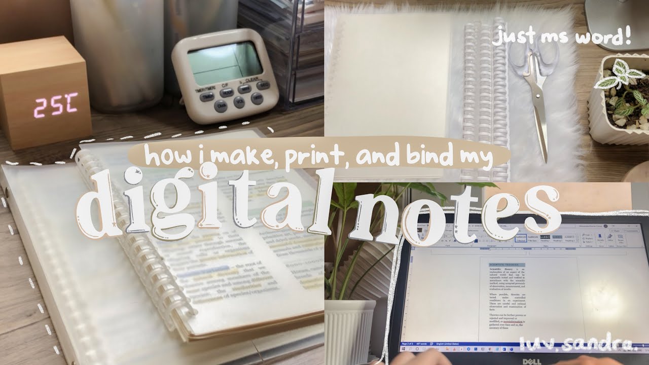 how i make, print, and bind digital notes ☁️ with free template! - YouTube