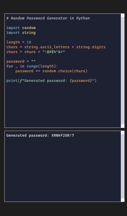 Random Password Generator in Python #passwordgenerator #pythonprojects #pythonlearning - YouTube