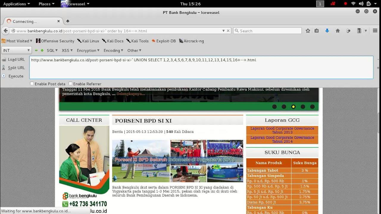TUTORIAL SQL INJECTION MANUAL With HACKBAR - Bank Bengukulu - YouTube