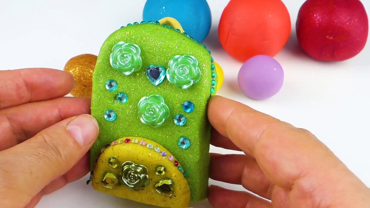 Play Doh Backpack and School supplies - Back to school learn colors ...